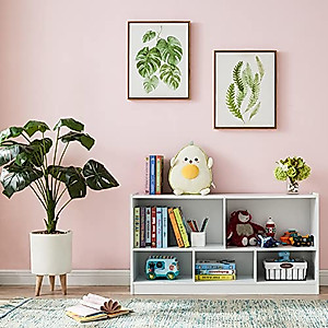 TOYMATE Toy Organizers and Storage, 5-Section Kids Bookshelf for Organizing Books Toys, School Classroom Wooden Storage Cabinet for Children's Room, Playroom, Nursery