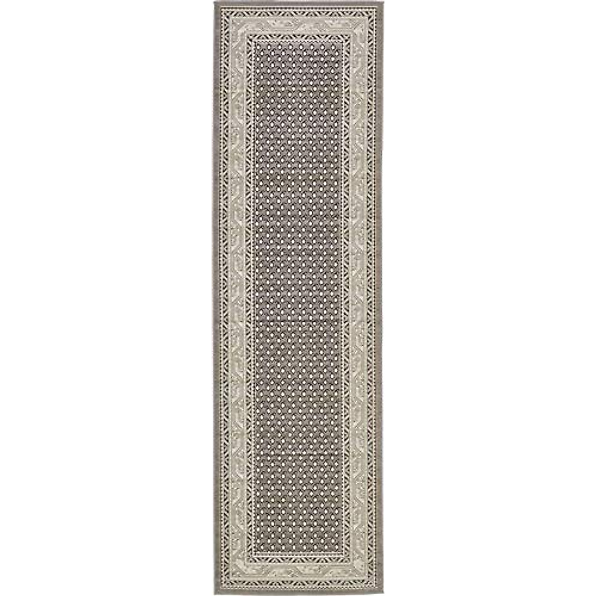 Unique Loom Williamsburg Collection Traditional Border with Dotted Center Area Rug, Runner 2' 9" x 9' 10", Gray/Beige