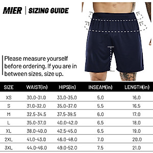 MIER Men's Quick-Dry Athletic/Soccer/Basketball Shorts Without Pockets No Liner Running Workout Training Active Shorts, Navy, L