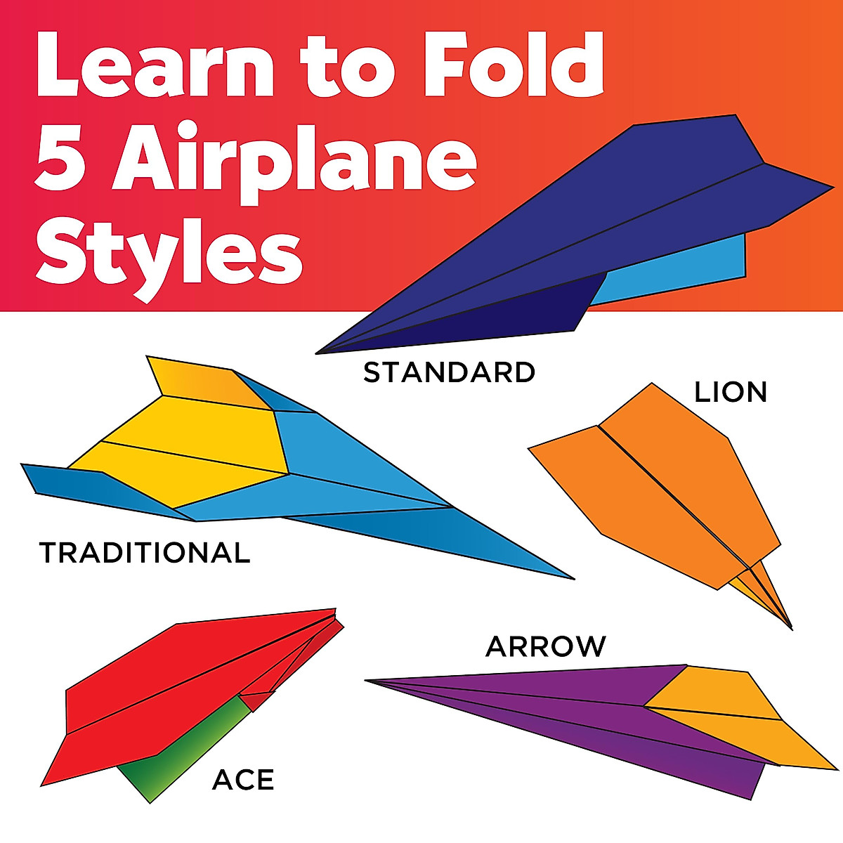 Creativity for Kids Stunt Squadron Fold & Launch Paper Airplanes: Create 80 Paper Airplanes, STEM Science Kit for Kids, Paper Airplane Craft Kit for Kids, Gifts and Toys for Boys Ages 6-8+