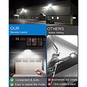 CLY 42W LED Security Lights Motion Sensor Light, 3600LM 5000K, IP66 Waterproof Outdoor Flood Lights, Adjustable Brightness 3 Head Floodlight Remote Control 4 Modes for Garage Yard Eave -White