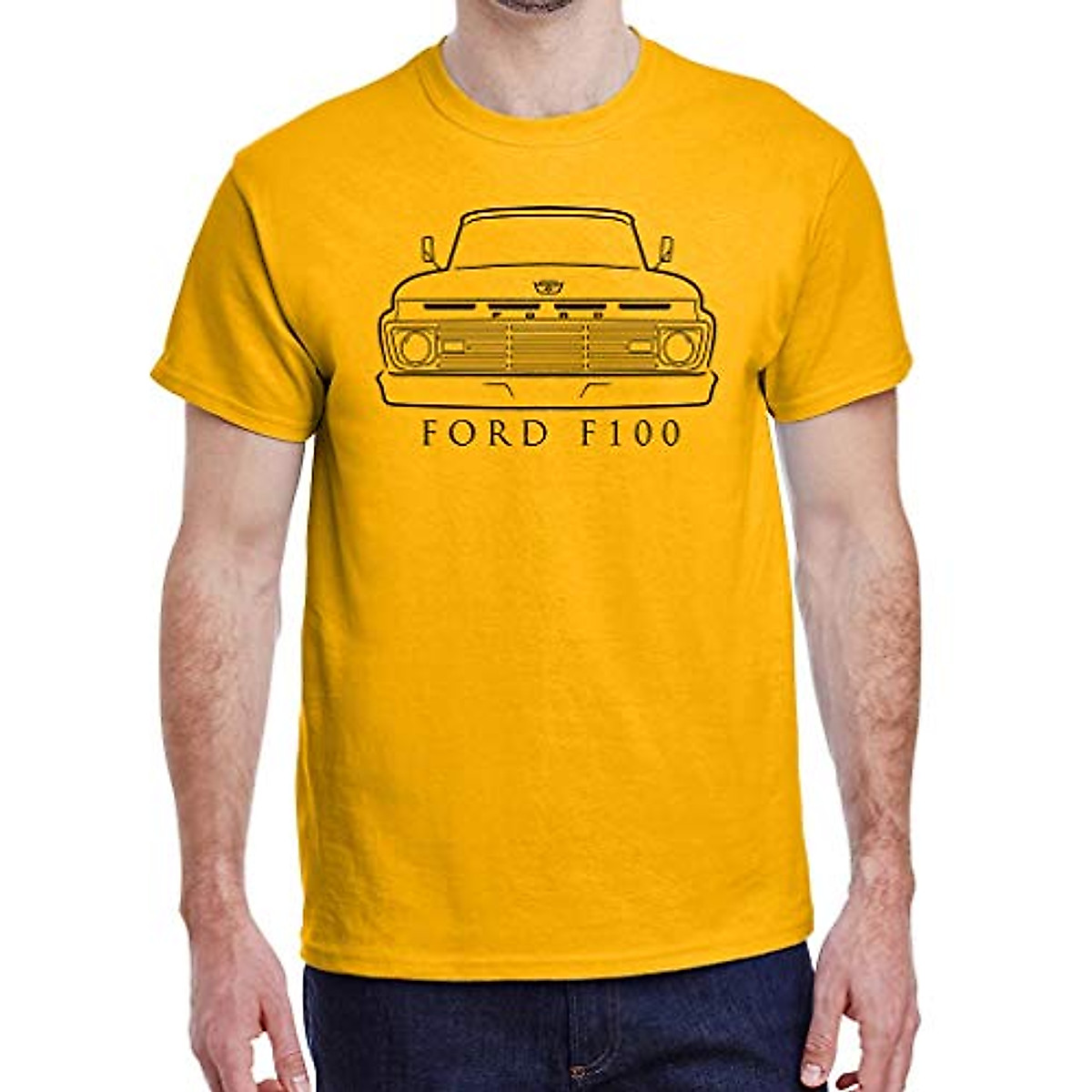 1963 Ford F100 Pickup Truck Classic Front End Design Print Tshirt Large Gold