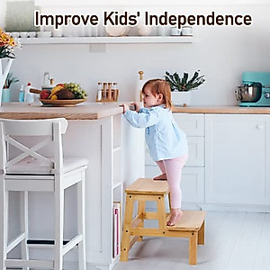 IPOW Step Stool for Kids Adults, Multi-Purpose Kids Toddler Step Stool with Safety Non-Slip Pads, 2 Step Stool for Kitchen Bedroom Bathroom and Potty Training