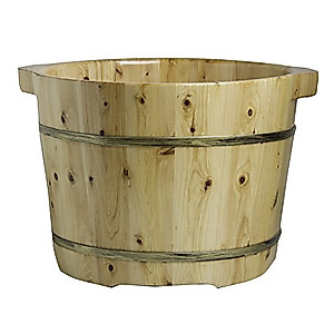 ALFI brand AB6604 15-Inch Solid Cedar Wood Foot Soaking Barrel Bucket with Matching Spoon