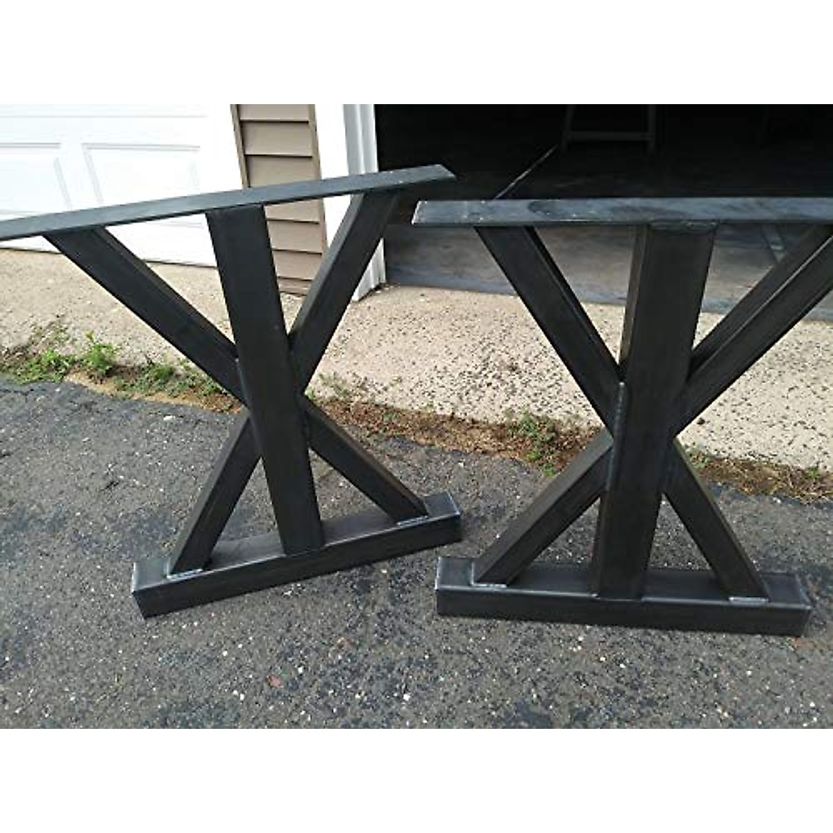 Metal Table Legs,Trestle Table Style,Raw Clear Coated,Industrial Finish,Custom Sizes,Handmade In U.S.