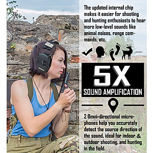 PROHEAR 036 Digital Electronic Shooting Ear Protection Patriot Sound Amplification Earmuffs & 016 Shooting Ear Protection Safety Earmuffs Gun Range Hunting (Black)