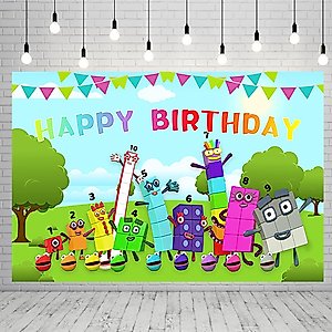 Numberblocks Backdrop for Birthday Party Supplies 59x38in Green Number Banner for Baby Shower Birthday Party Decoration