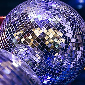 Marsui 2 Pack Large Disco Ball Silver Hanging Mirror Disco Ball Reflective Mirror Disco Ball Ornament for Party Holiday Wedding Dance Music Festivals Decor Club Stage Props DJ Decor(12 Inch, 12 Inch)