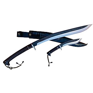 Kukri Factory Outlet Nepal - 21" Traditional Sirupate 2 Chira (Fullers) Rust Free Khukuri, Village Farmers High Carbon Steel Blade Knives