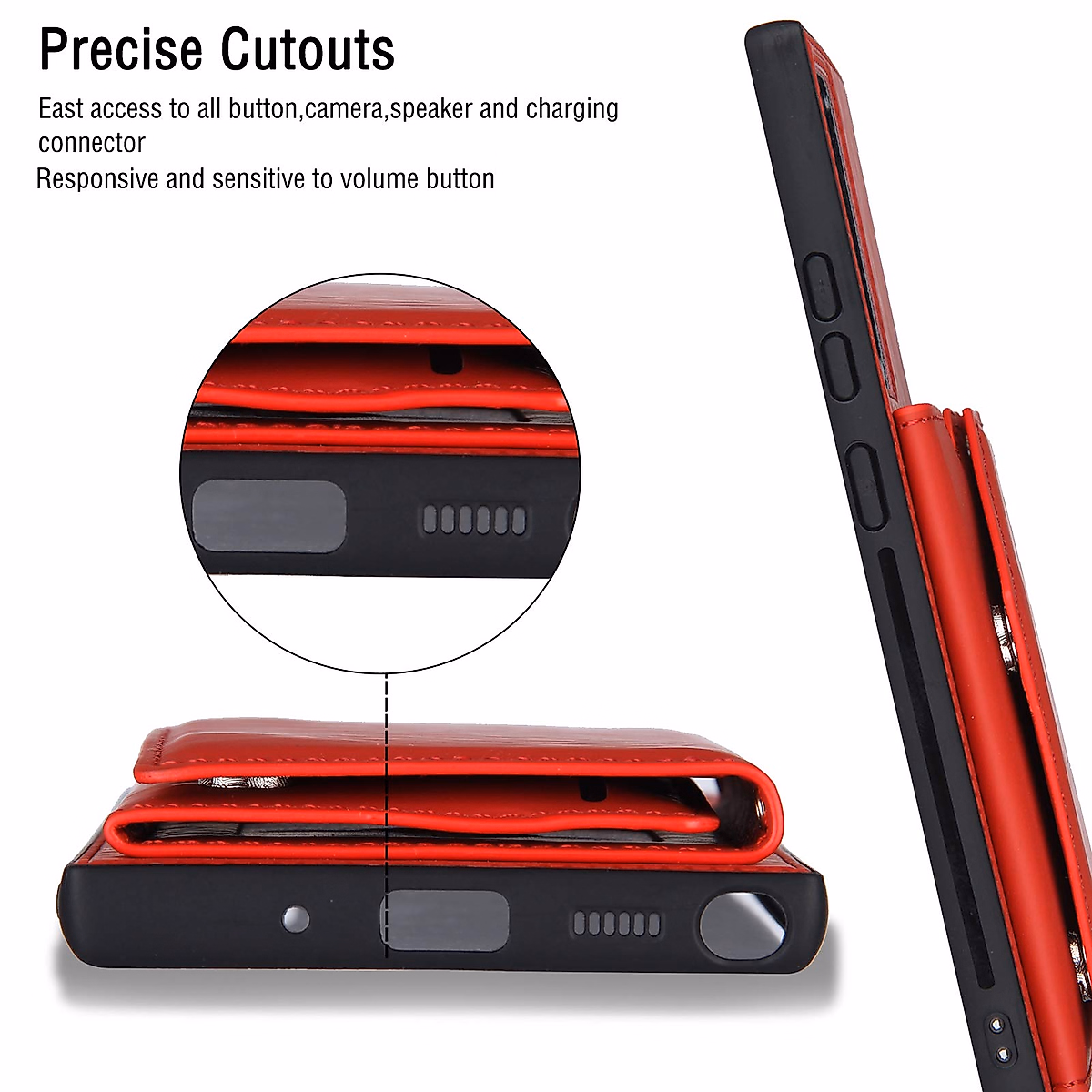 Compatible with Oppo Reno6 Pro 5G Cover Case,PU Leather Kickstand with Card Slot,Compatible with Oppo Reno 6 Pro 5G Case 2 in 1 Phone Case Cover Red