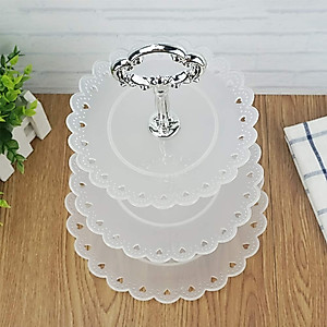 Artliving 3-tier Plastic Cake Stand-Dessert Stand-Cupcake Stand-Tea Party Serving Platter Clear Silver