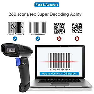 NETUM Bluetooth Barcode Scanner, Compatible with 2.4G Wireless & Bluetooth Function & Wired Connection, Connect Smart Phone, Tablet, PC, CCD Bar Code Reader Work with Windows, Mac,Android, iOS