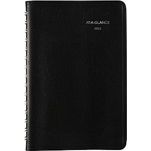 2022 Daily Appointment Book & Planner by AT-A-GLANCE, 5" x 8", Small, DayMinder, Black (SK4400)