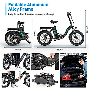 HITWAY Removable Folding Electric Bike for Adults, 20" Fat Tire E Bike 750W 20MPH, 48V/14Ah Battery 55-120KM, Mountain, Snow Beach Bicycle with Shimano 7 Gears