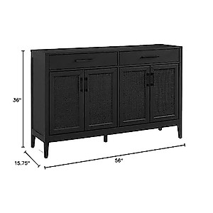 Crosley Furniture Milo Modern Sideboard Buffet Cabinet with Storage Cabinets and Drawers, Kitchen, Dining, Black