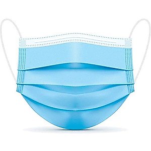 3PLY [Choose] 50Pcs | 500Pcs | 3000Pcs Disposable Face Masks 3 Ply Protective Safety Mask for Dust, Air Pollution with Elastic Earloop (Blue) (50)