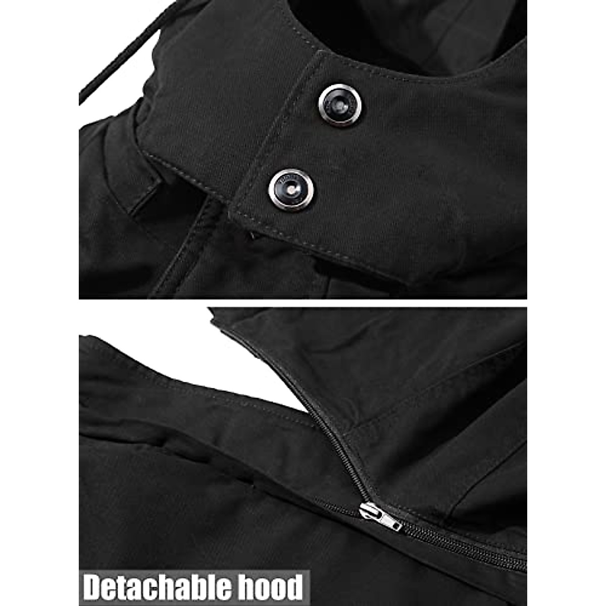 TACVASEN Jackets Mens Winter Army Military Jacket Zipper Jacket Cargo Jacket Winter Coat Outdoor Cotton Coat Black