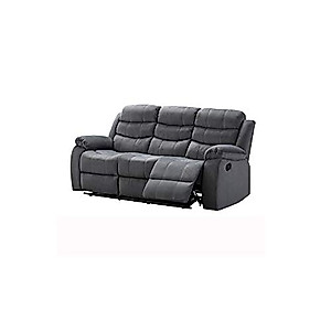 Kingway Modern Fabric 3pcs Reclining Set for Living Rooms Upholstered Manual Motion Couches Sofas, 3+2 SEAT, Gray