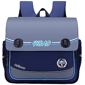 KEBI Kids Backpack for Boys Japanese Schoolbag for 7 to 12 Years Boy Waterproof School Bag(Grey Blue Cute Bear)