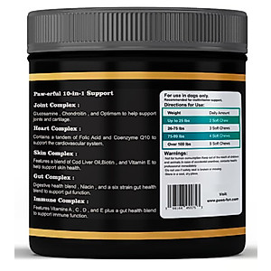 Paws&Fun – Dogs Supplement Multivitamin + Glucosamine for Hip & Joint + Probiotics for Digestion + Omega 3 Salmond Oil for Skin and Coat; 10 in 1 Chews (Peanut Butter 120ct)