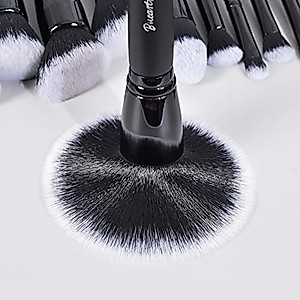 Bueart Design 16Pcs ULTRA SOFT Black labeled DENSE HAIR Makeup Brushes set Contains large powder Flat Foundation Ultimate Blending Make up Brush set Blush Face Brush Concealers contour Eyeshadow