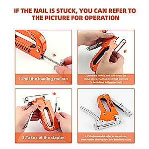 DIFFLIFE Staple Gun Heavy Duty, YEAHOME 4-in-1 Stapler Gun with 2400 Staples, Manual Brad Nailer Power Adjustment Stapler Gun for Wood, Crafts, Carpentry, Decoration DIY