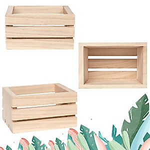 Aweyka 4 Pack Mini Rustic Wooden Crates, Decorative Wood Crates Unfinished Wood Box, Crate Box Wooden Storage Box for Kitchen, Office, Bedroom, Closet, Rustic Country Decor