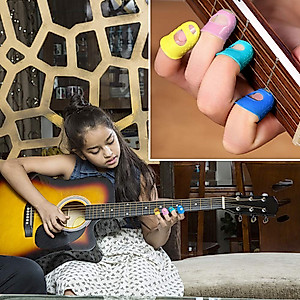 30pcs Silicone Guitar Finger Guards Fingertip Protectors Fingertip Protection Covers Caps for Stringed Instruments, Sewing and Embroidery (5 Sizes)