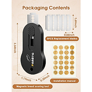Extractable & Magnetic Bread Lame Dough Scoring Tool, Professional Sourdough Scoring Tool for Sourdough Bread Baking, Bread Making, Bread Scoring Tool with 5 Razor Blades & Scoring Patterns booklet