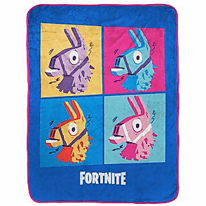 Fortnite Blue Llama Travel Blanket - Measures 40 x 50 inches, Bedding Features Warhol Design - Fade Resistant Super Soft Plush Fleece (Official Product)