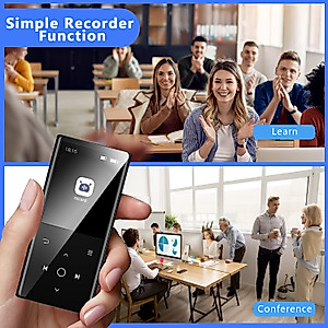 64GB MP3 Player with Bluetooth 5.0, AiMoonsa Music Player with Built-in HD Speaker, FM Radio, Voice Recorder, HiFi Sound, E-Book Function, Earphones Included