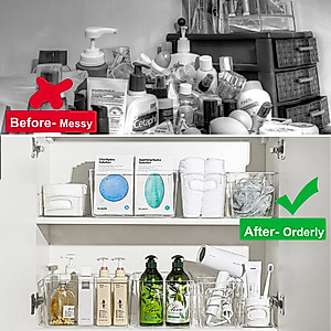 Yipaga Set of 8 Clear Plastic Storage Bins, Stackable Storage Containers for Pantry Organization and Kitchen Storage Bins, Refrigerator Organizer Bins with Handle, Home Edit Cabinet Organizers