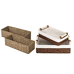 StorageWorks Seagrass Woven Storage Baskets & StorageWorks Open Home Storage Wicker Baskets
