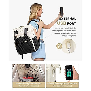 LOVEVOOK Laptop Backpack for Women, 15.6 Inch Work Laptop Bag，Waterproof Teacher Nurse Bag with USB Port,Fashion Travel Bag Business Computer Backpack Purse for College