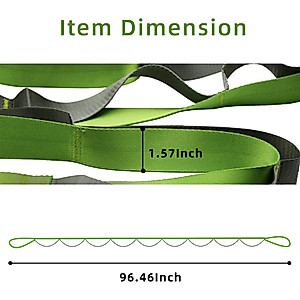 SANKUU Yoga Straps Stretching Strap with 12 Loops Workout Poster, Straps for Stretching Physical Therapy Equipment Long Stretch Out Bands for Exercise, Pilates and Gymnastics for Women Men (Green)