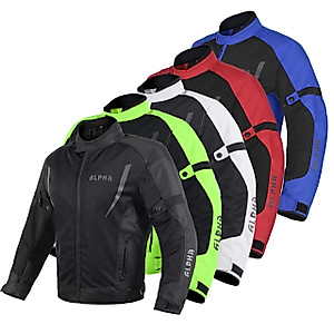 ALPHA CYCLE GEAR HI VIS MESH MOTORCYCLE JACKET FOR MENS RIDING BIKERS RACING DUAL SPORTS BIKE ARMORED PROTECTIVE... (BLACK, X-LARGE)