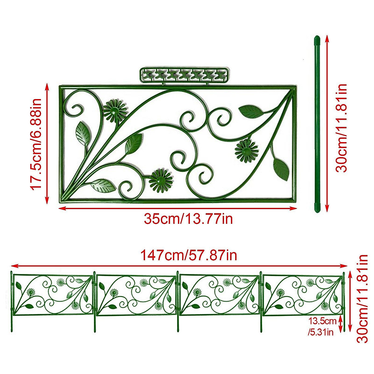 Decorative Garden Fence, Rustproof Metal Wire Fencing Border Animal Barrier, No Dig Garden Fencing, Flower Edging for Landscape Patio Yard Outdoor, Arched, Barrier Section Panel Decor Picket Edging