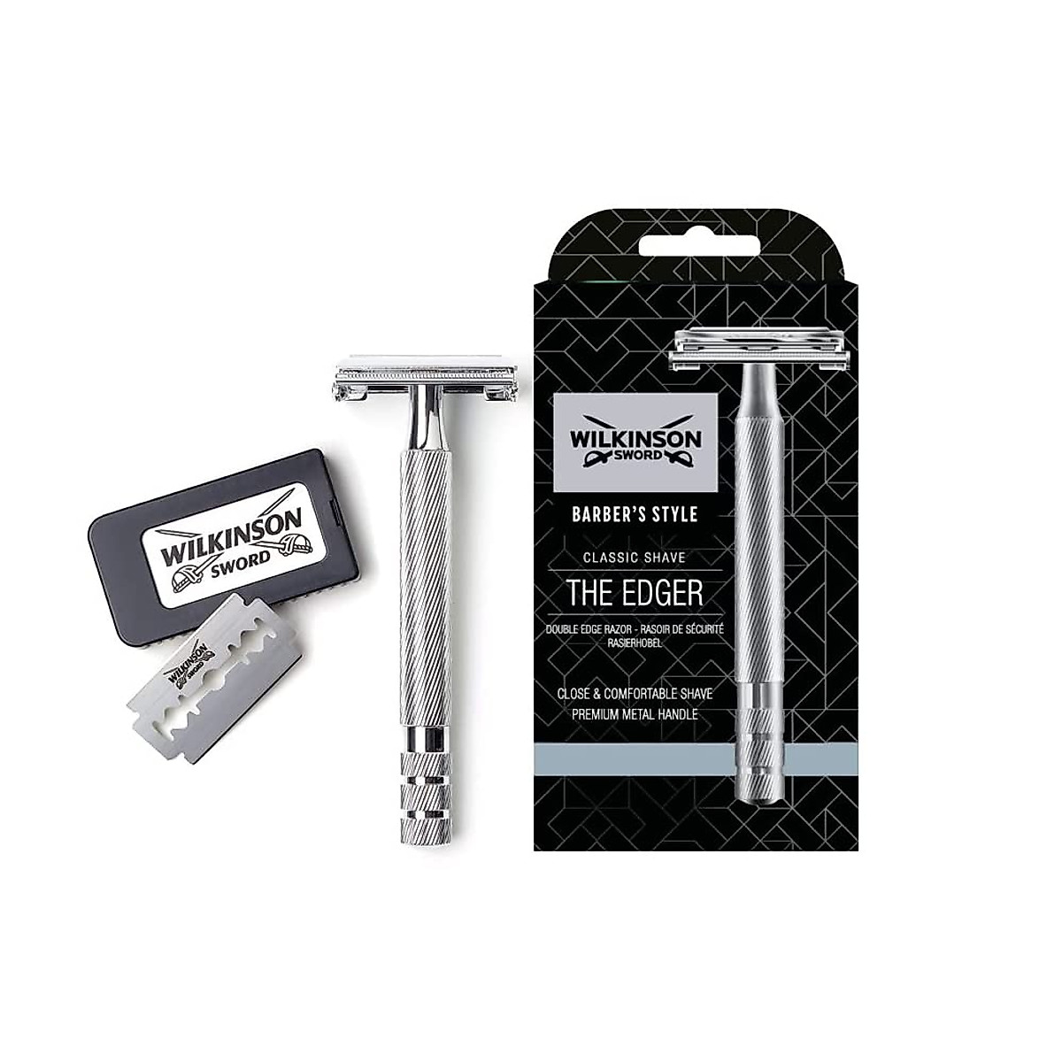 Wilkinson Sword Classic Double Edge Premium Men’s Metal Safety Razor with x5 Refill Blades
