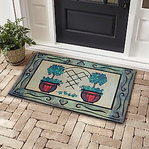 CHICHIC Door Mat, Welcome Mat 18x 30 Inch Front Door Mat Outdoors for Home Entrance Outdoors Mat for Outside Entry Way Doormat Entry Rugs, Heavy Duty Non Slip Rubber Back Low Profile, Pot Plant