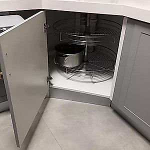 AHDFY Blind Corner Cabinet Pull Out, Rotating 2 Tier Dish Rack Storage, Spices Corner Shelf Spice Rack Spinner for Cabinet Pantry Kitchen Cupboard,700 Cabinet