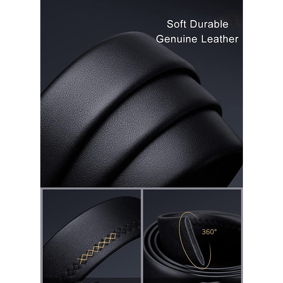 VANNANBA Leather Ratchet Belts for Men Fashion Automtic Buckle Waist Belt,Mens Belt with Gift Box