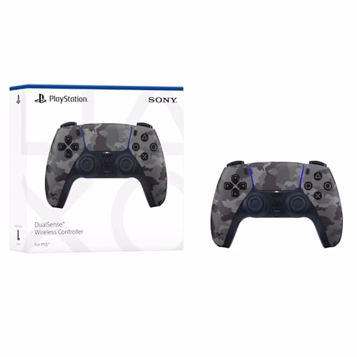 PlayStation Sony 5 DualSense Wireless Controller - Gray Camouflage (Renewed)