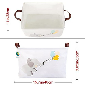 KAZULO Elephant 2 Pack Set Kids Laundry Basket, Toy Box, Storage For Nursery, for Boys and Girls, Baby Laundry Hamper for Bedroom, and Bathroom Decor (Elephant and Balloons Bundle)