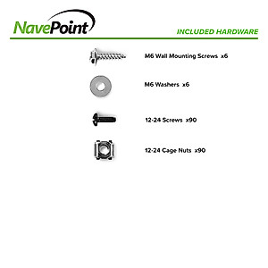 NavePoint 15U Open Frame Wall Mount Server Rack for 19" Networking IT Equipment & A/V Gear, 24.81" Depth, 330 lbs Weight Capacity, 12-24 Threaded