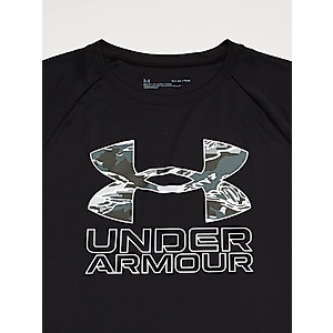 Under Armour Boys' Tech Hybrid Printed Fill Short-Sleeve T-Shirt, Black (005)/White, Small