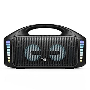 Tribit StormBox Blast Portable Speaker: 90W Loud Stereo Sound with XBass, IPX7 Waterproof Bluetooth Speaker with LED Light, PowerBank, Bluetooth 5.3&TWS, Custom EQ, 30H Playtime, Outdoor/Camping/Party