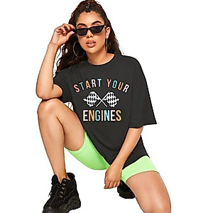 BANGELY Start Your Engines Tshirt Checkered Flag Racing Shirts Raceday Casual Unisex Short Sleeve Tee Tops