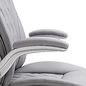 Vinsetto High Back 360° Swivel Ergonomic Home Office Chair with Flip Up Arms, Faux Leather Computer Desk Rocking Chair, Grey