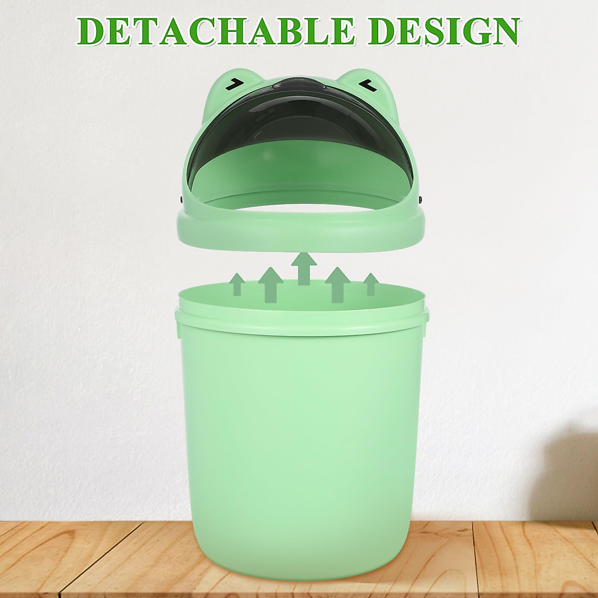 MAGICLULU Cartoon Frog Trash Can with Flip Lid Cute Waste Basket Plastic Garbage Bin Garbage Can Rubbish Pail Toilet Paper Bucket for Bathroom Kitchen Office