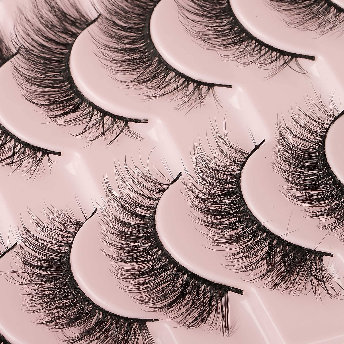 False Eyelashes Mink Lashes Natural Wispy Cat Eye Lashes Fluffy Eyelashes Pack 3D Strip Short Volume Fake Eyelashes 10 Pairs by Geeneiya